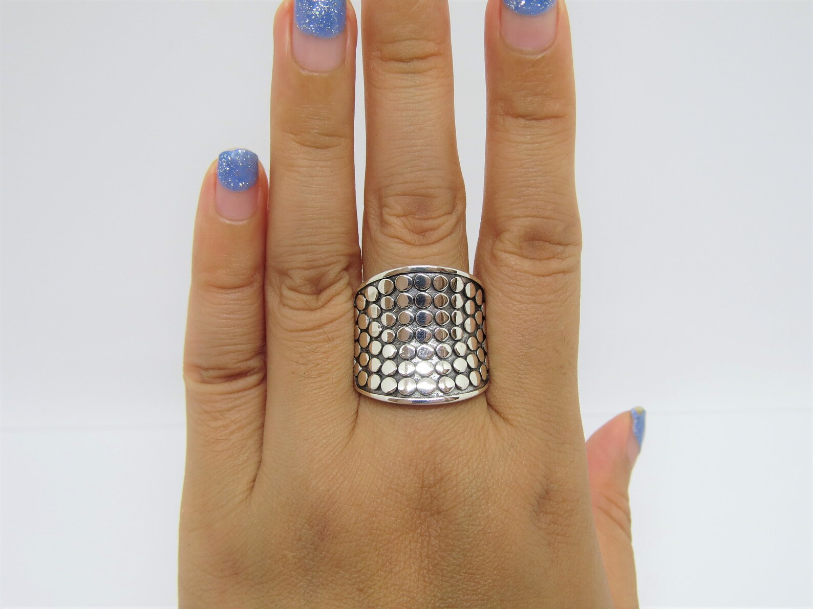 Vintage Sterling Silver Dots Wide Dome Ring Size 8.5 - Etsy