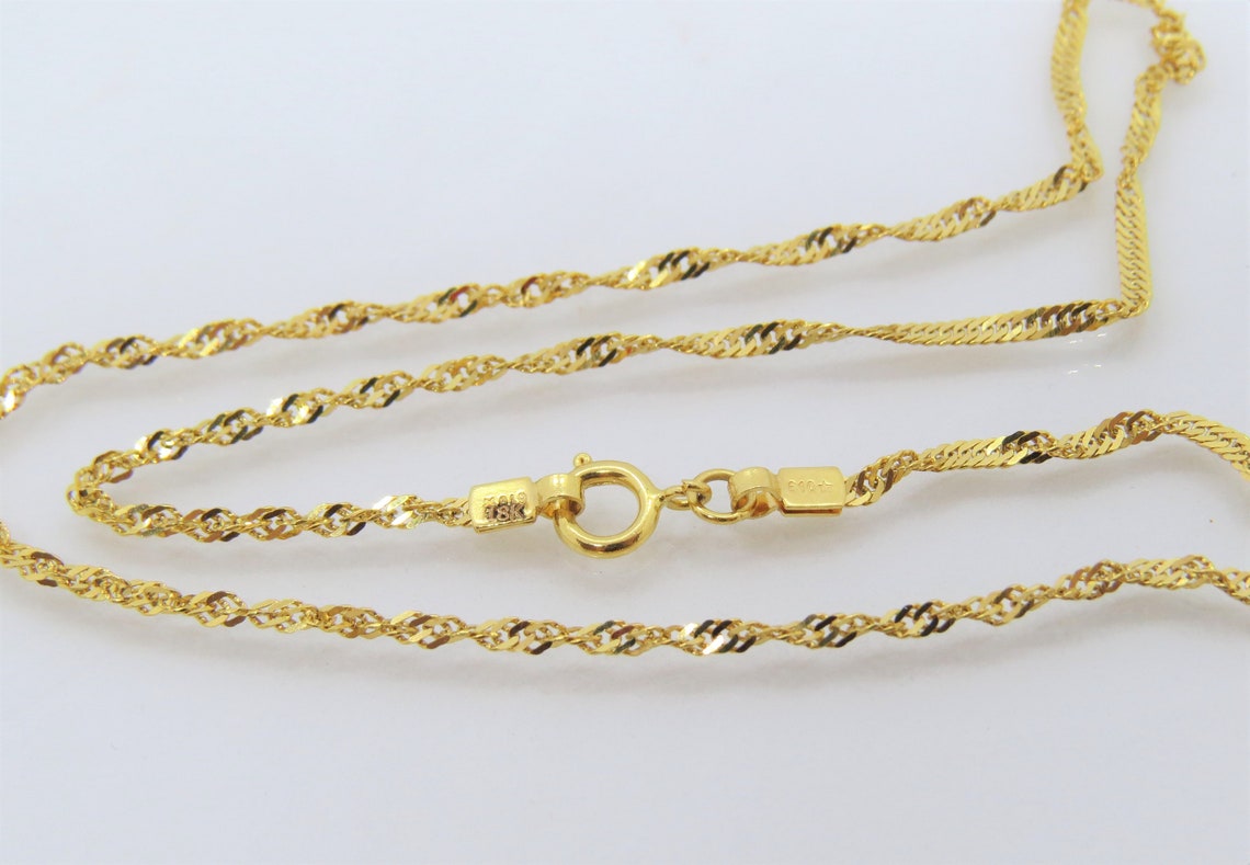 Vintage 18K Solid Yellow Gold Twisted Rope Link Chain Necklace | Etsy