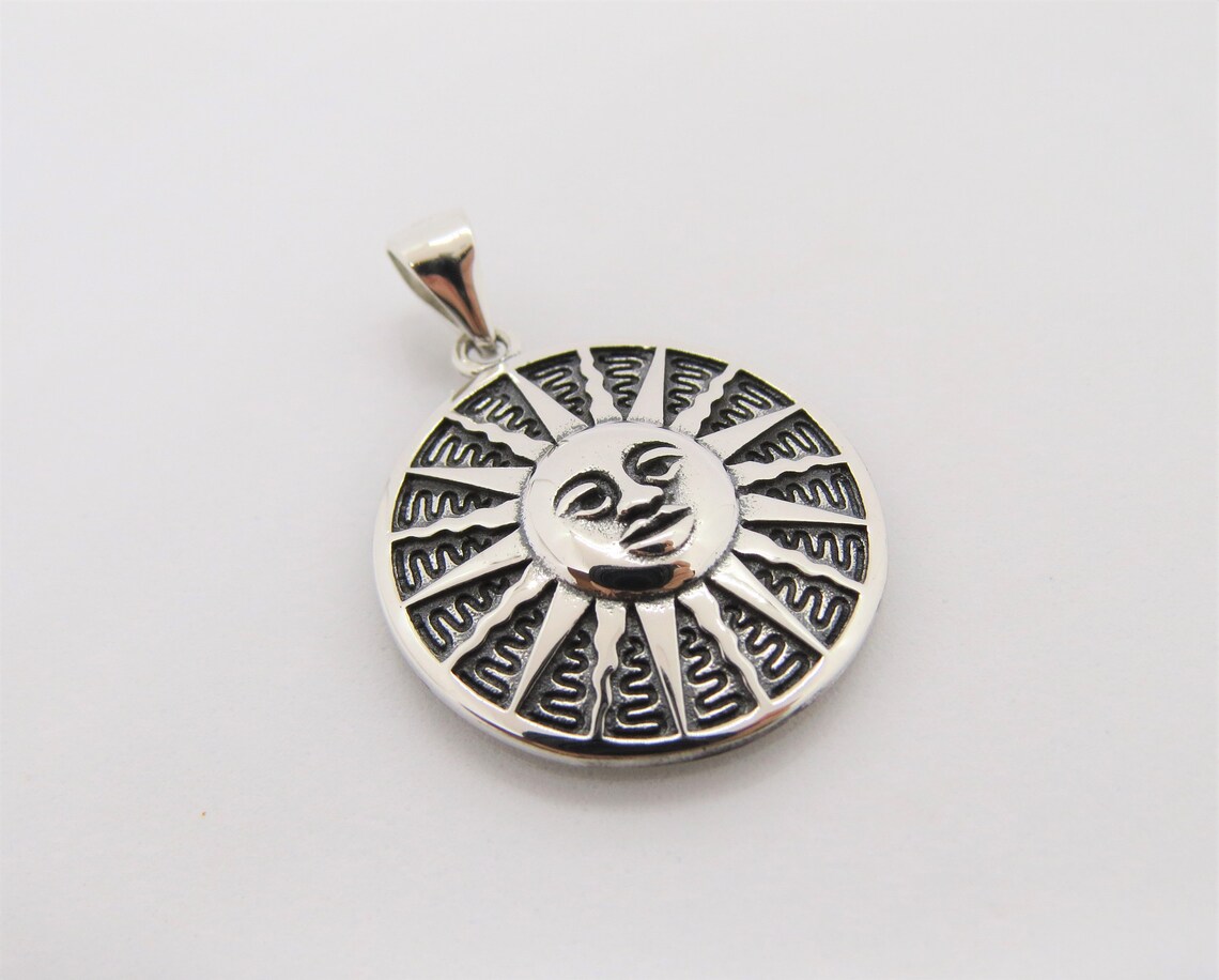 Vintage Sterling Silver Sun Charm Pendant | Etsy