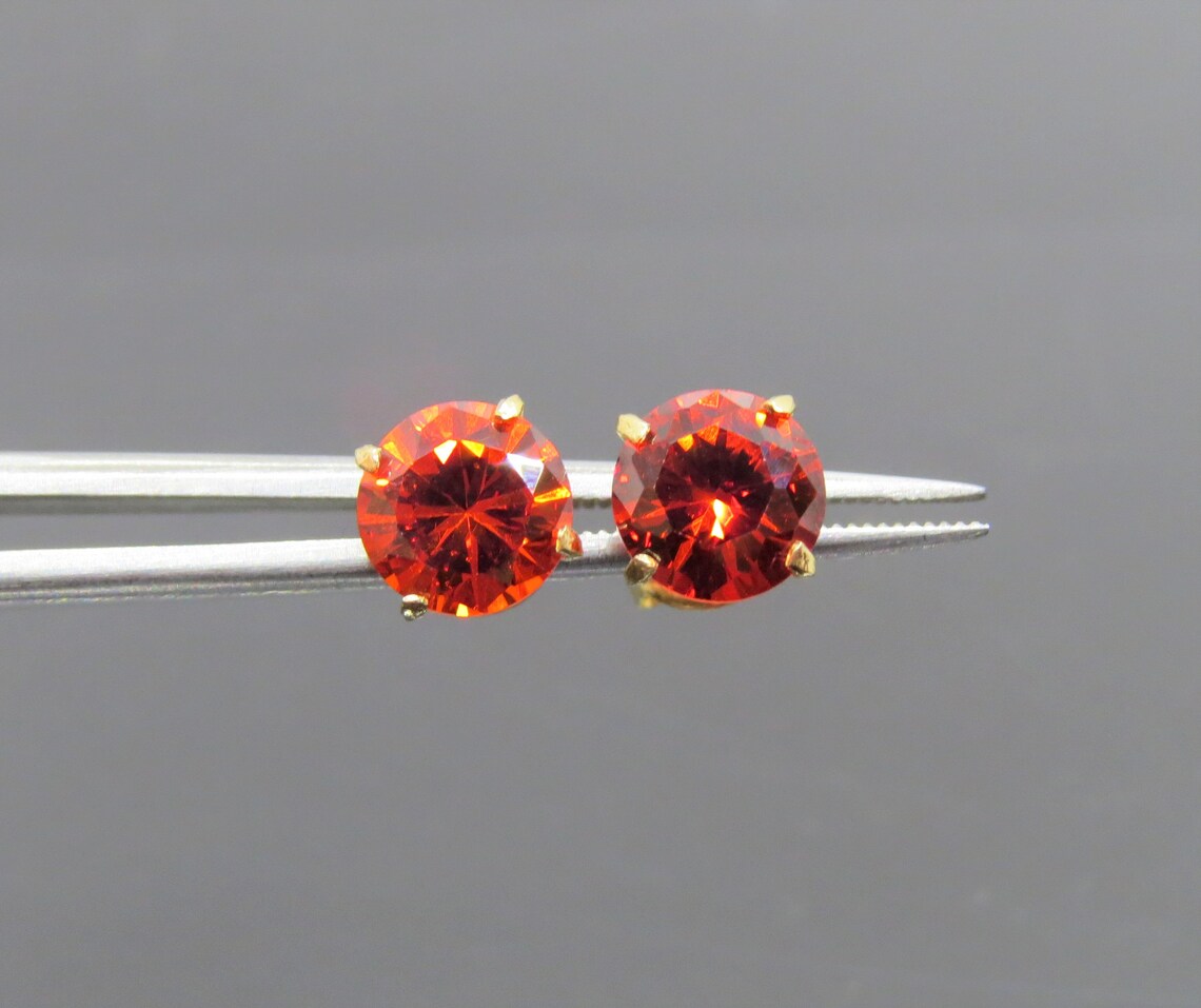 Vintage 18K Solid Yellow Gold 2.56ct Round Cut Hessonite | Etsy