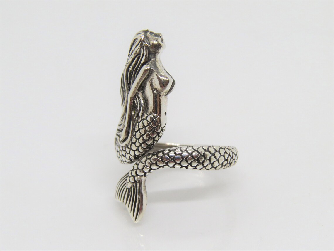 Vintage Sterling Silver Mermaid Adjustable Ring Size 7 | Etsy