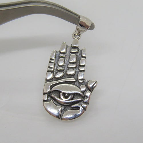 Hamsa Hand and Eye Pendant Silver Hand Eye Lotus Charm Boho | Etsy