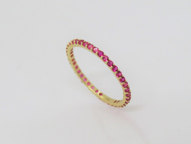 Vintage 14K Solid Yellow Gold Ruby Eternity Band Ring Size 7 - Etsy