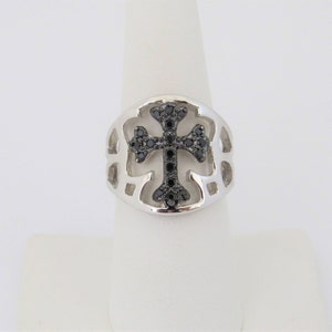 Vintage Sterling Silver Black Sapphire Cross Ring Size 8 - Etsy