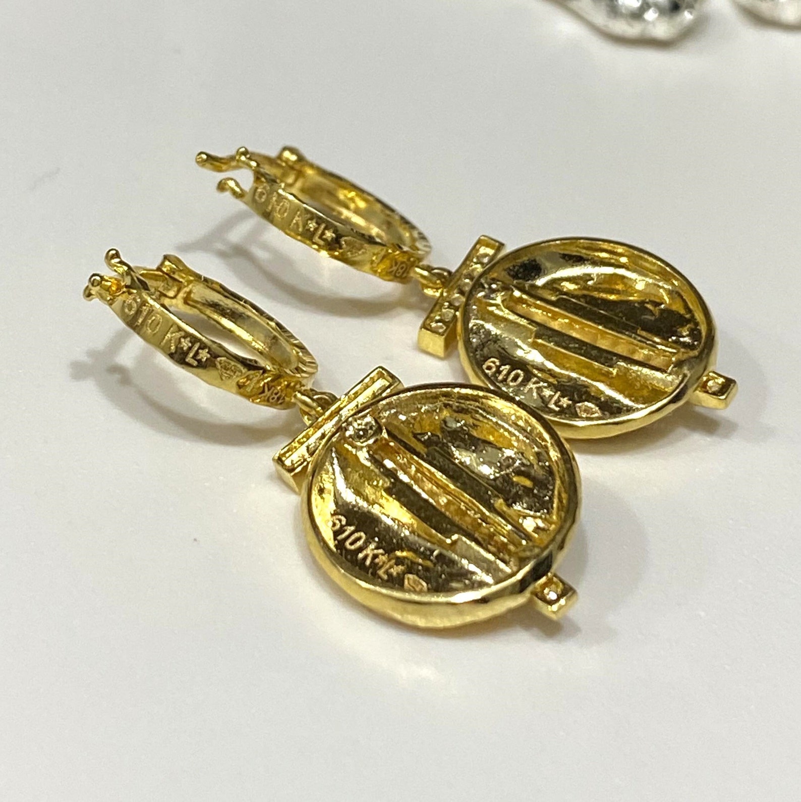 Vintage 15K 610 Solid Yellow Gold White Topaz Dangle Earrings. - Etsy
