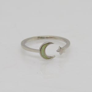 Vintage Sterling Silver Fire Opal Moon & Star Ring Size 7 - Etsy