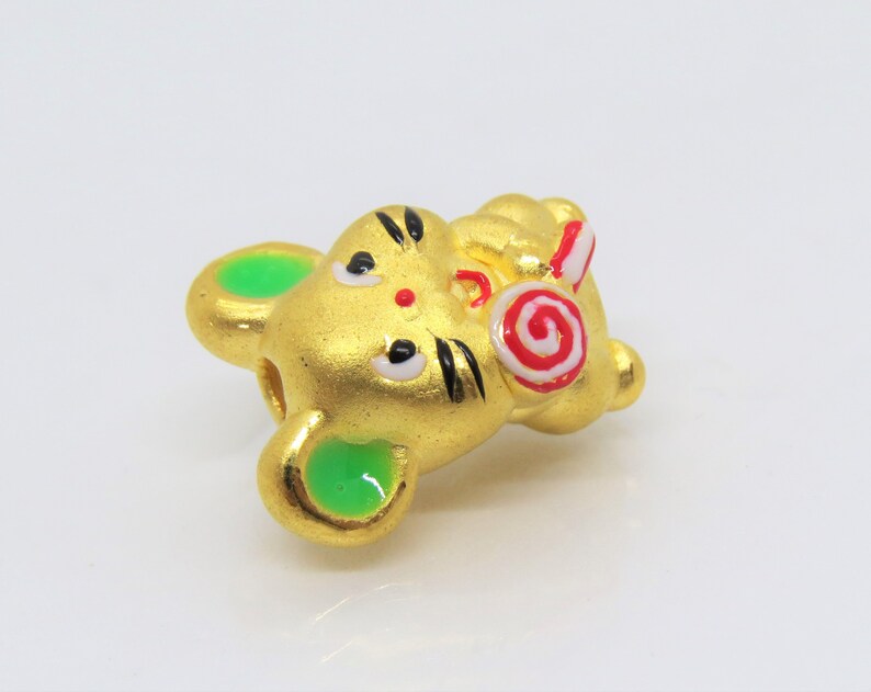 Vintage Pure 24K 9999 Gold Enamel Mouse Rat Charm Bead Pendant - Etsy