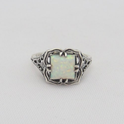 Vintage Sterling Silver Fire Opal Geometric Dome Ring Size 8 - Etsy