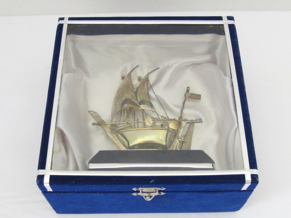 Vintage Sterling Silver Sail Boat Ship Statue With Gift Box | Etsy