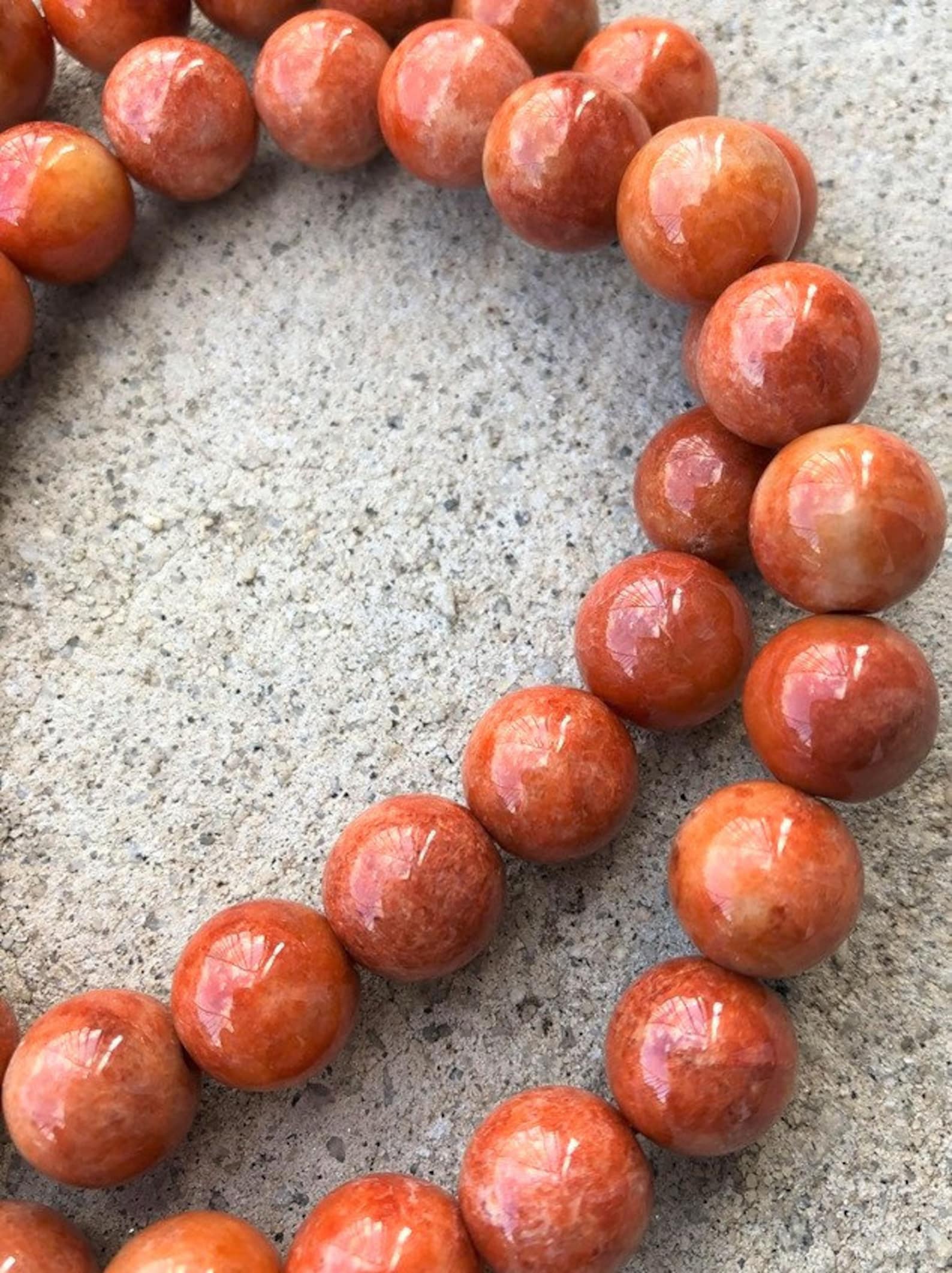Vintage Translucent Orange Red Jadeite Jade Necklace 22'' Length - Etsy