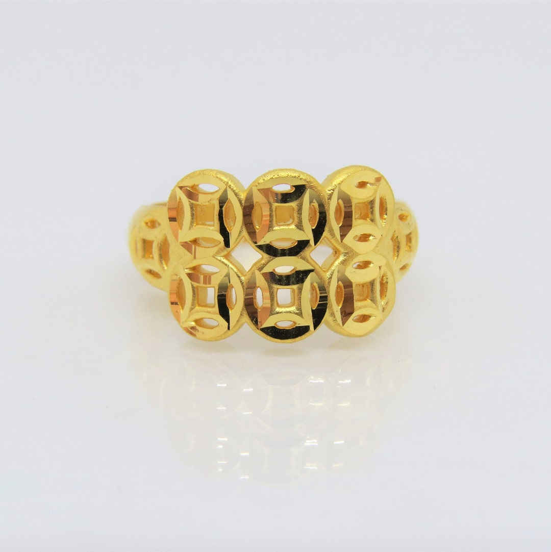 24K 999 Pure Gold Money Coin Luck Vintage Ring Size 7 - Etsy