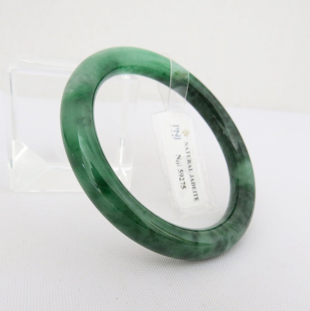 Vintage Translucent Natural Dark Green, Green Jadeite Jade Bangle ...