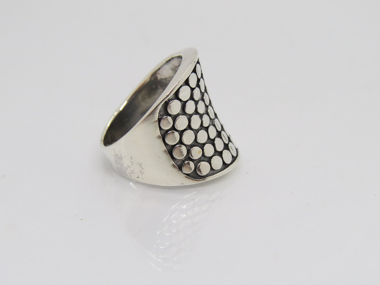 Vintage Sterling Silver Dots Wide Dome Ring Size 8.5 - Etsy