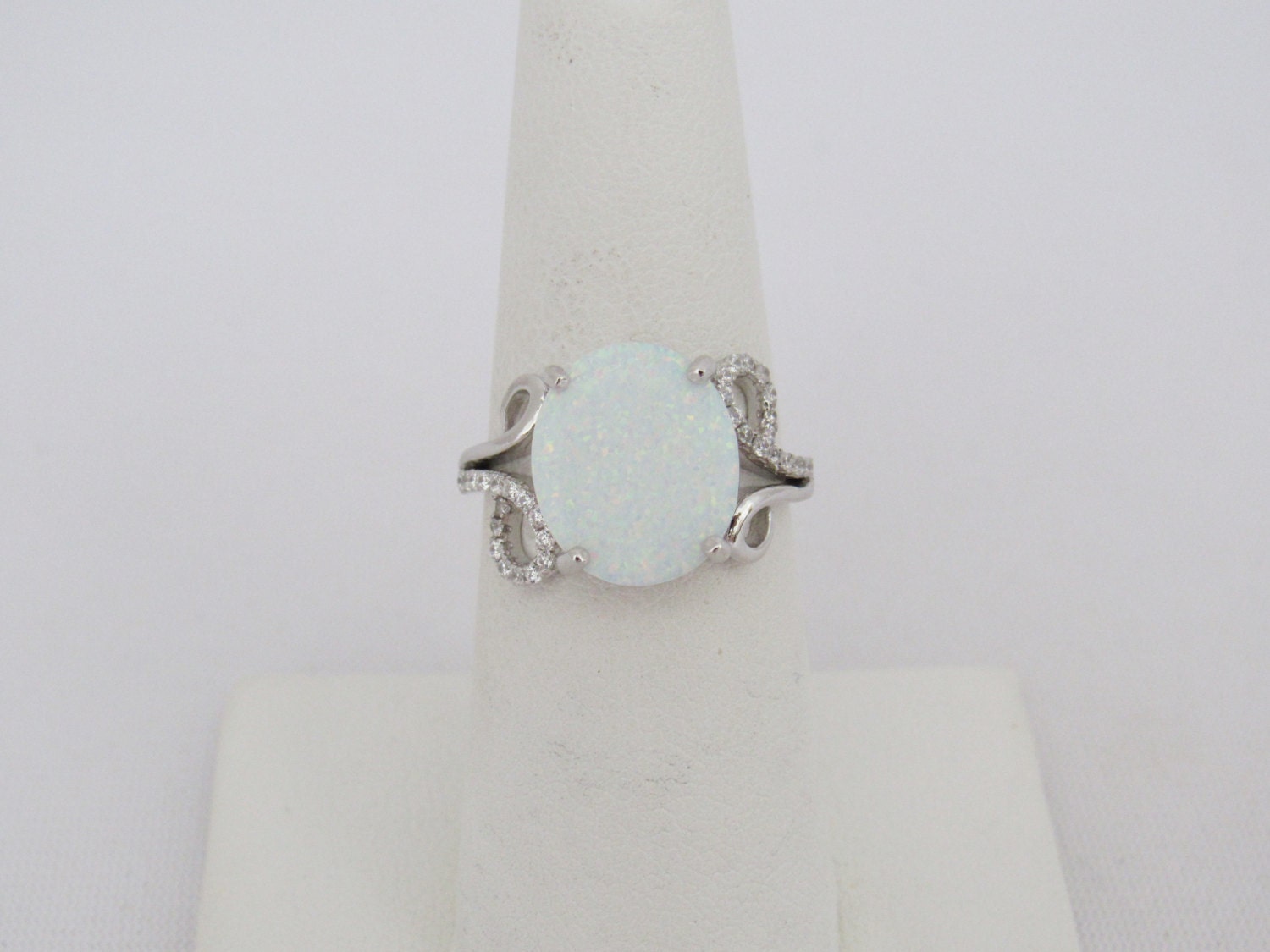 Vintage Sterling Silver White Opal & White Topaz Ring Size 7 | Etsy