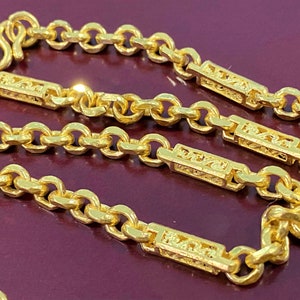 24K 980 Pure Gold Dragon Rolo Link Chain Necklace 24'' - Etsy