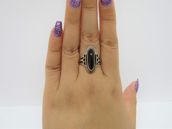 Vintage sterling silver black onyx ring store