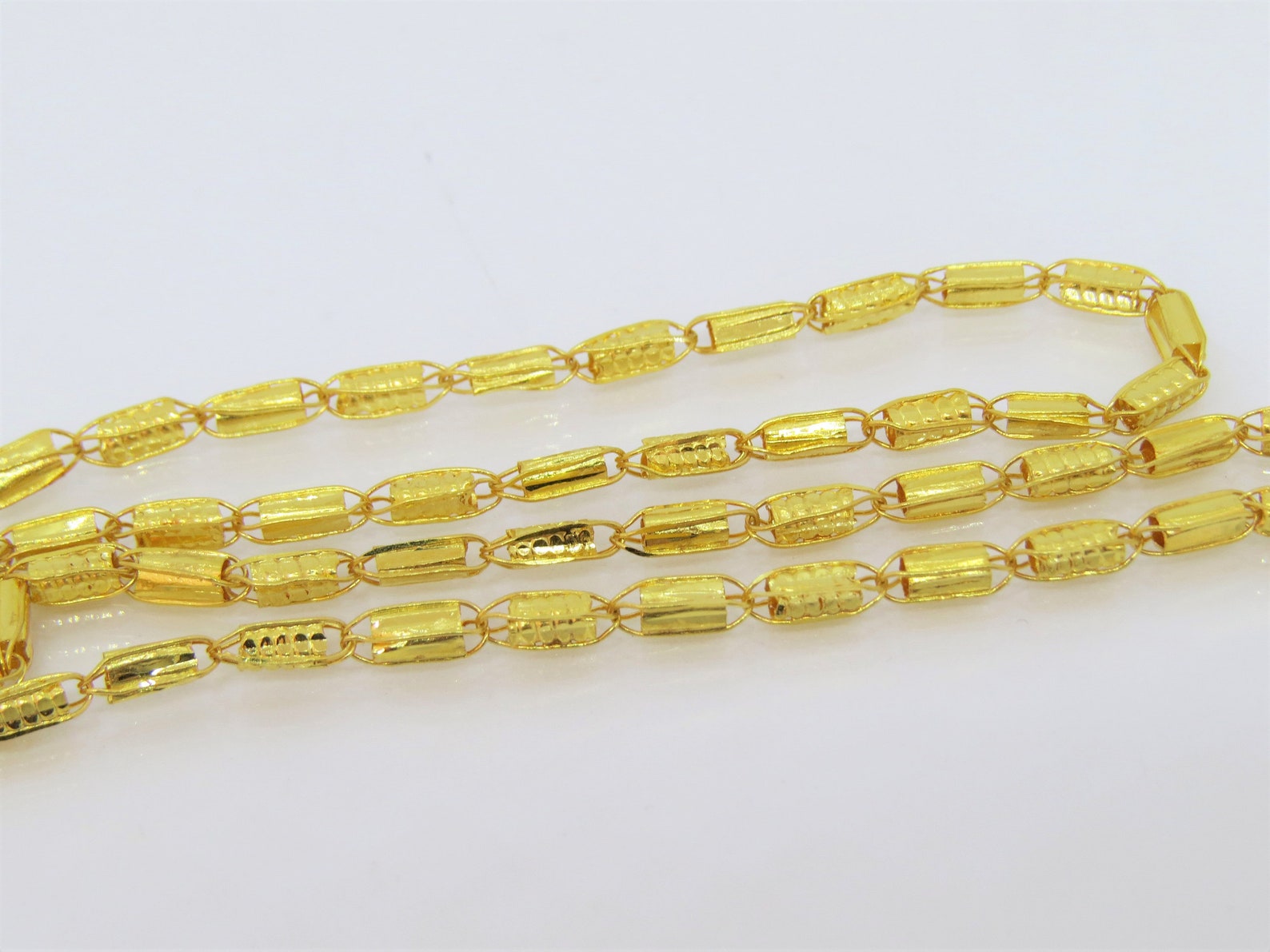 Vintage 24K 980 Pure Gold Bamboo Link Chain Necklace 17 6/8'' - Etsy