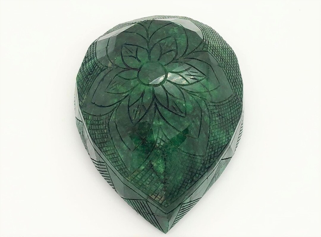 Vintage Natural Emerald Carved Floral Statue , Paperweight, Loose ...