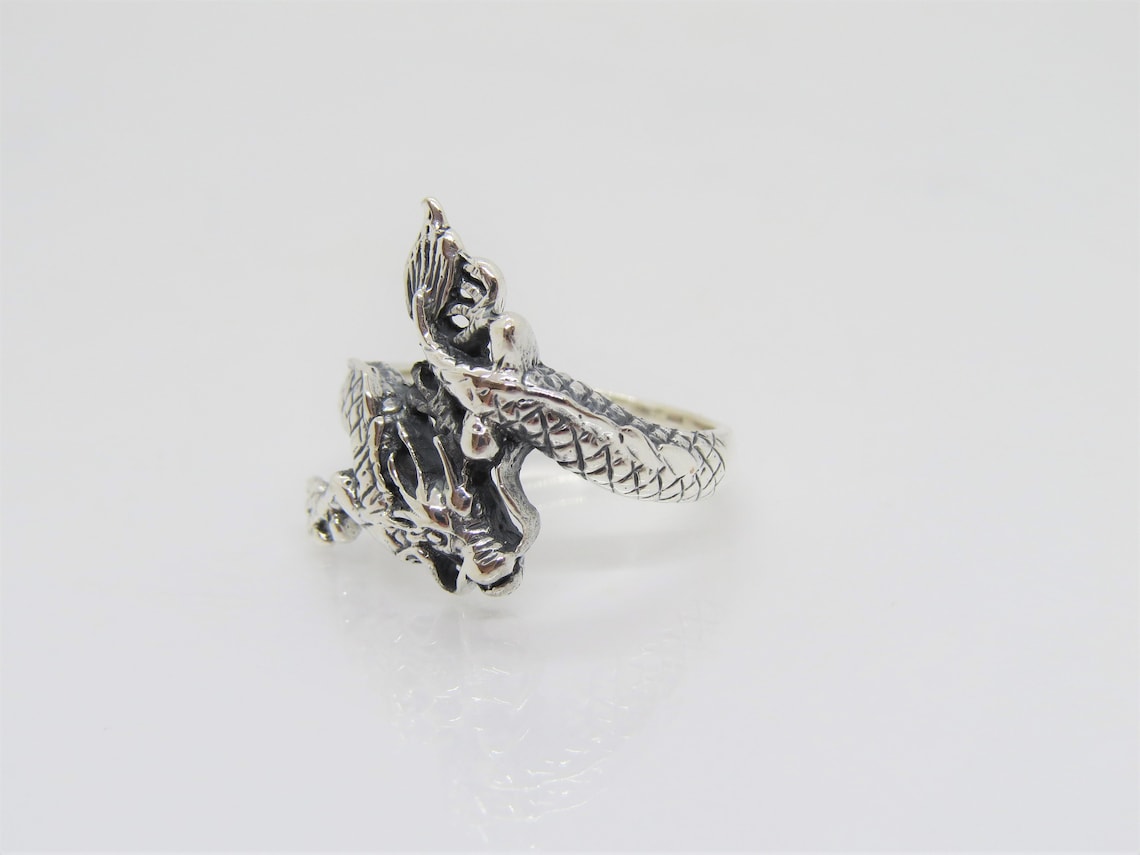 Vintage Sterling Silver Dragon Ring Size 9 - Etsy