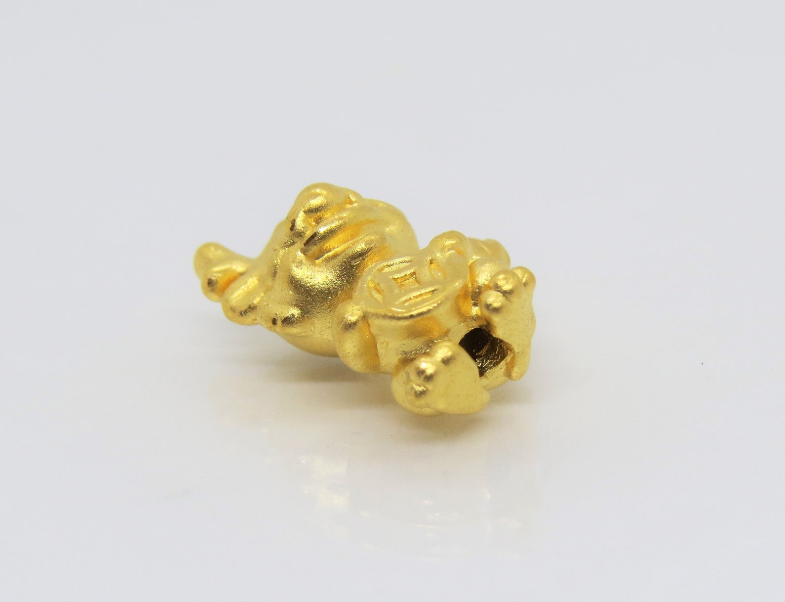 Vintage Pure 24K 9999 Gold Pixiu Dragon Charm Bead Pendant | Etsy