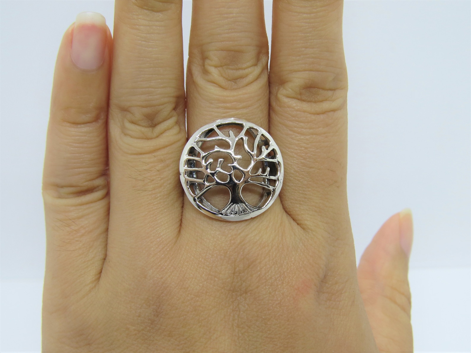 Vintage Sterling Silver Tree of Life Dome Ring Size 9 - Etsy