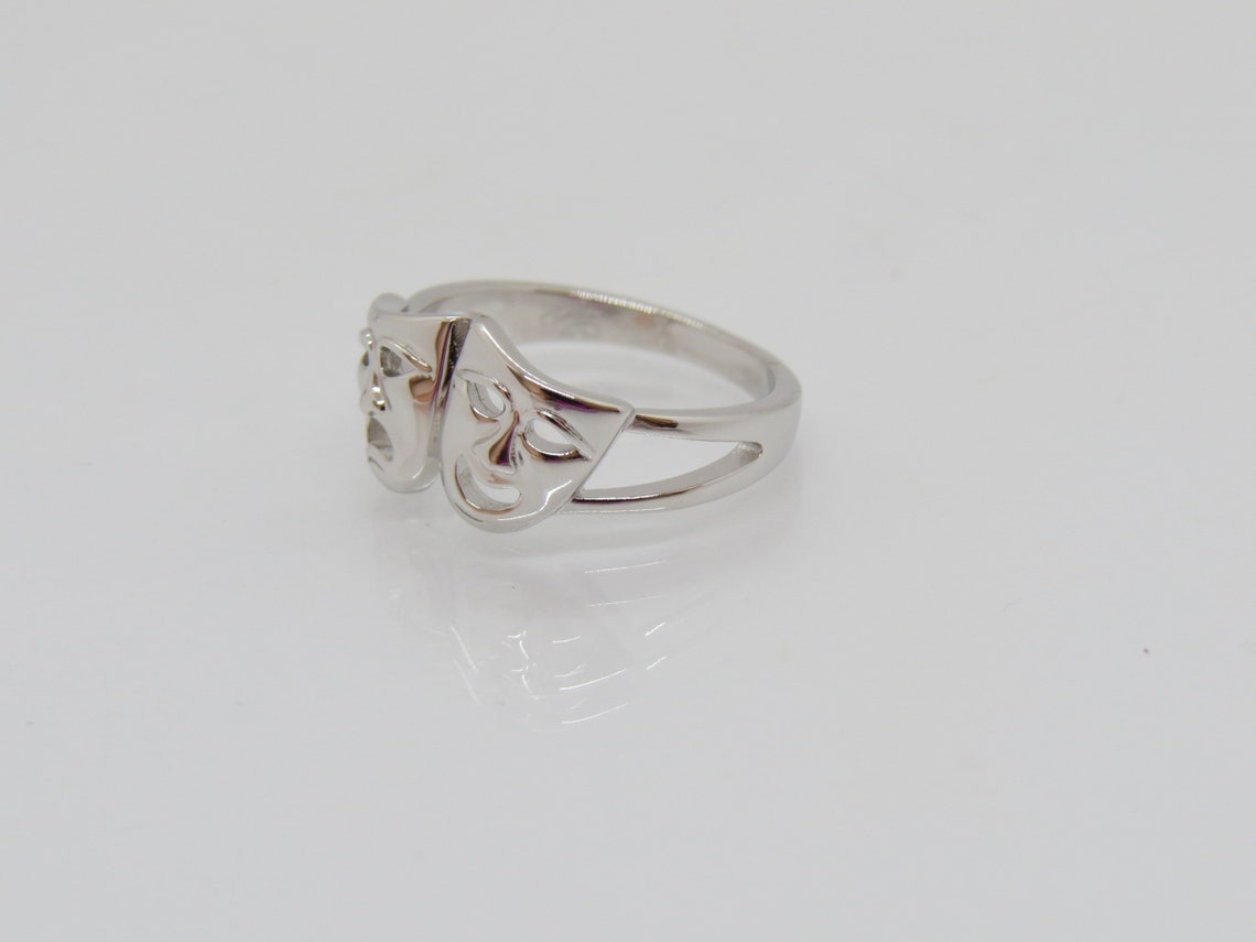 Vintage Sterling Silver Happy Sad Band Ring Size 4 - Etsy