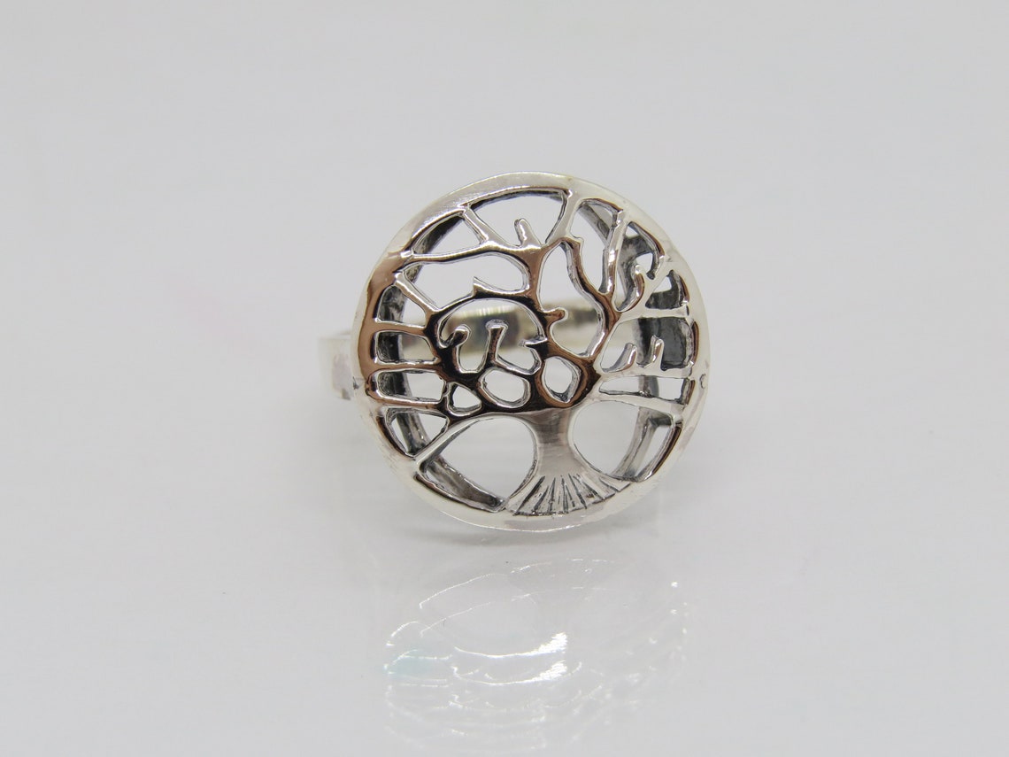 Vintage Sterling Silver Tree of Life Dome Ring Size 9 - Etsy