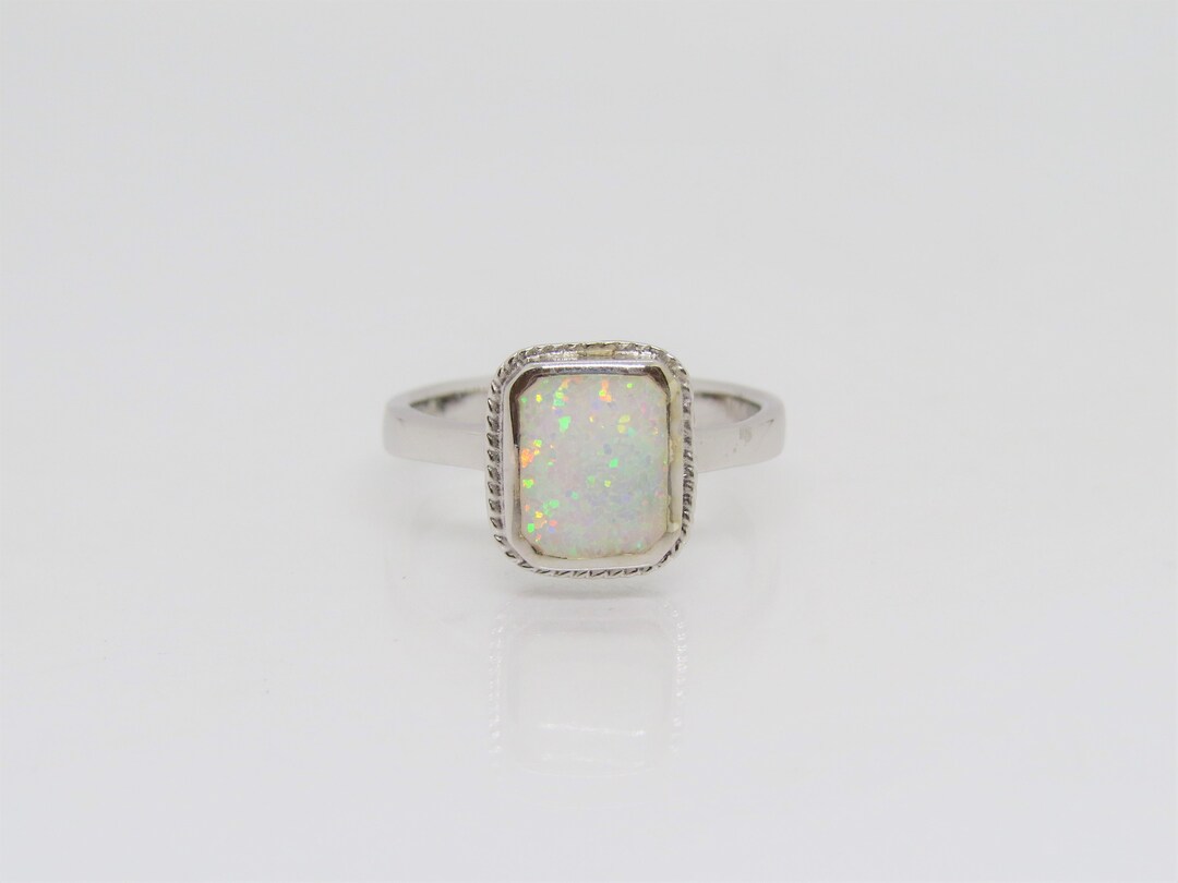 Vintage Sterling Silver White Opal Ring Size 7.25 - Etsy