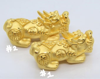 Vintage Pure 24K 9999 Gold Dragon Turtle Charm Bead Pendant Make for ...