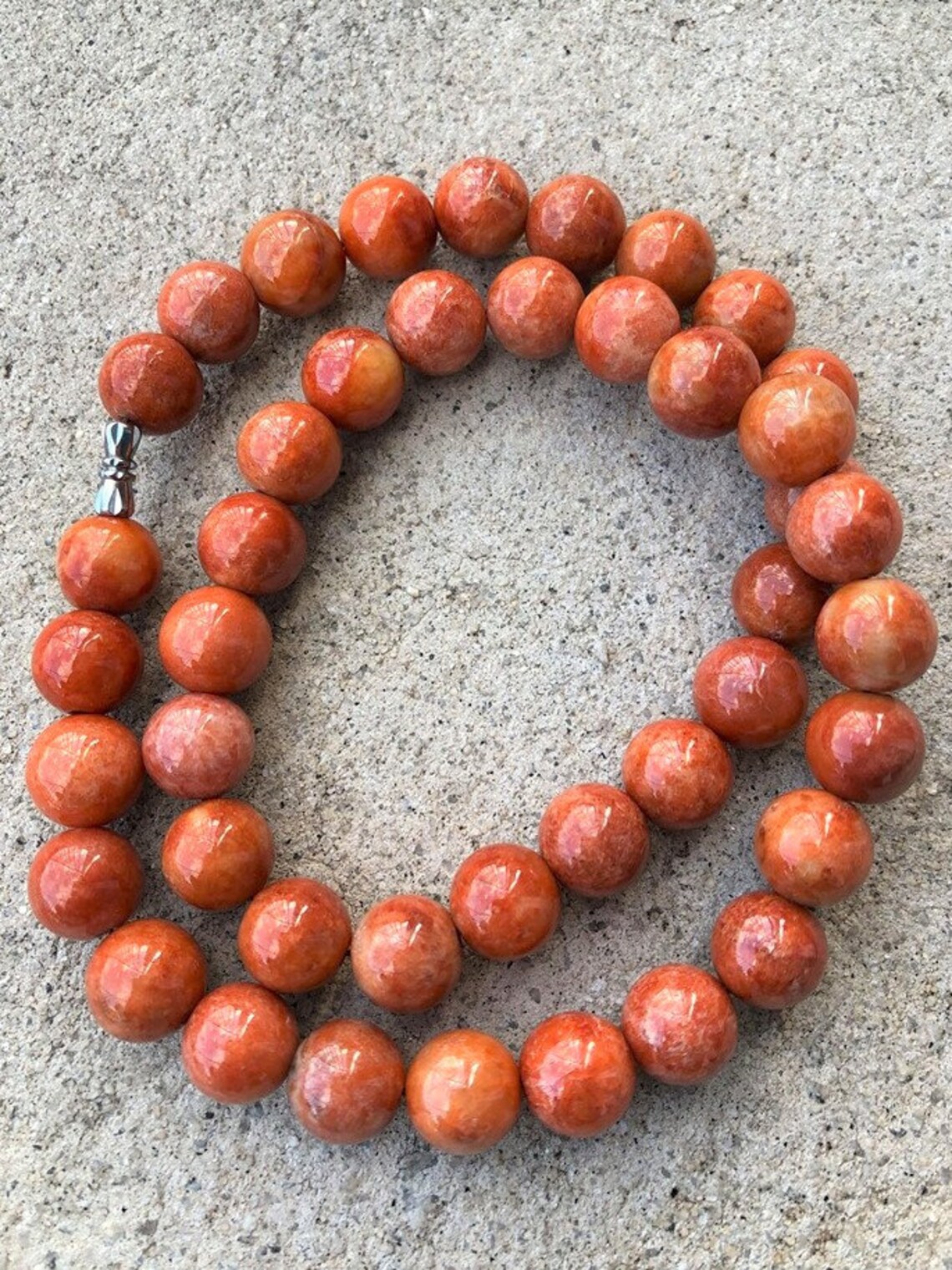 Vintage Translucent Orange Red Jadeite Jade Necklace 22'' Length - Etsy