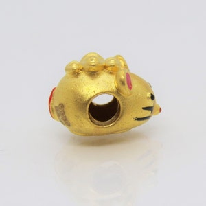 Vintage Pure 24K 9999 Gold Enamel Rat, Mouse Charm Bead Pendant Make ...
