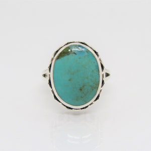 Vintage Sterling Silver Turquoise Oval Dome Ring. - Etsy