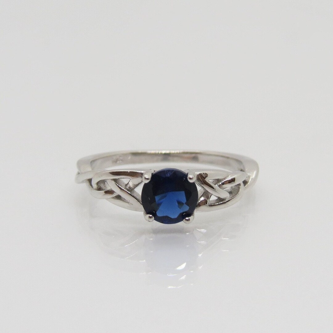 Celtic Sterling Silver Blue Sapphire Ring Size 8 - Etsy