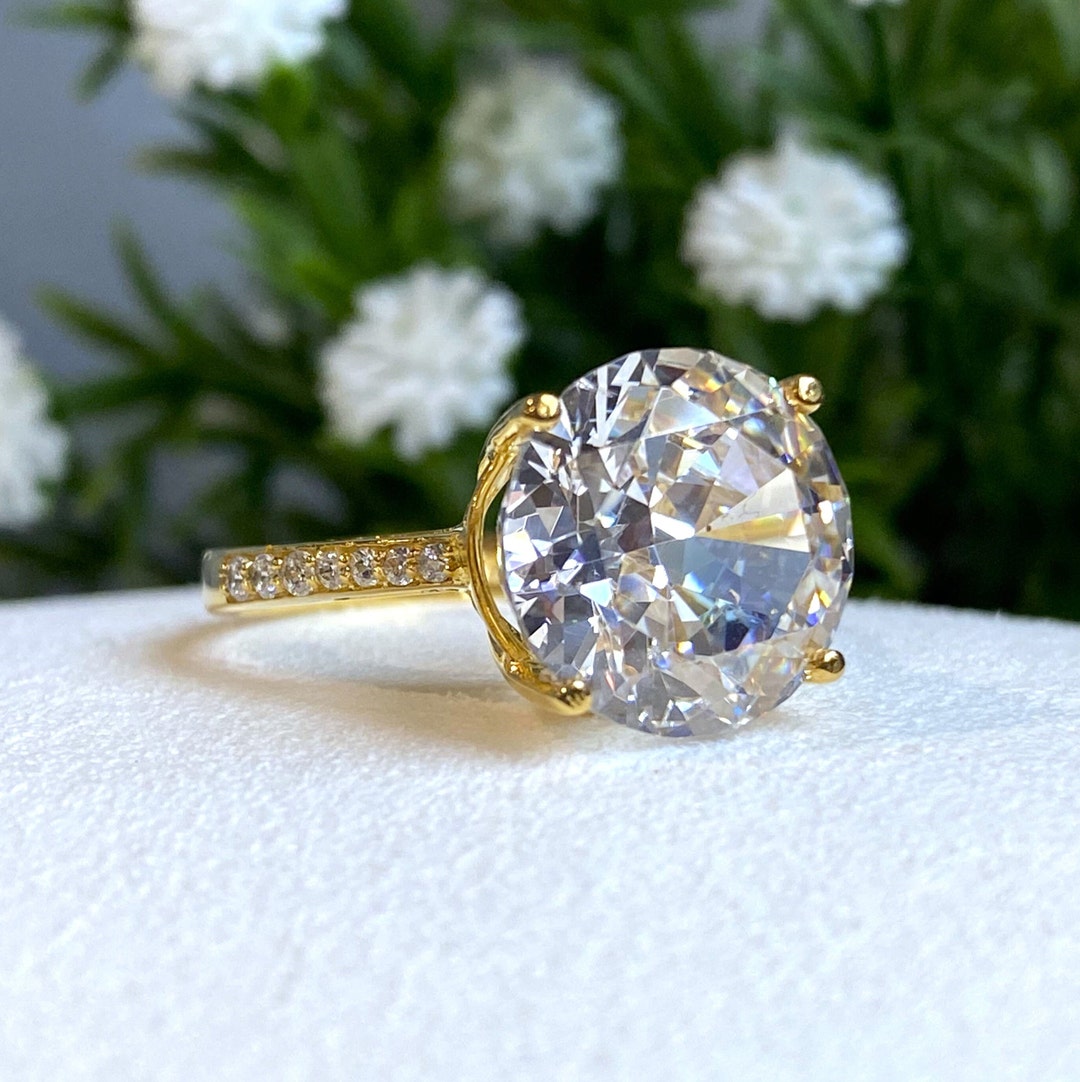 Vintage 15K 610 Solid Yellow Gold Round Cut White Topaz Ring Size 8 - Etsy