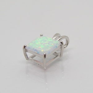 Vintage Sterling Silver Square Cut White Opal Charm Pendant - Etsy