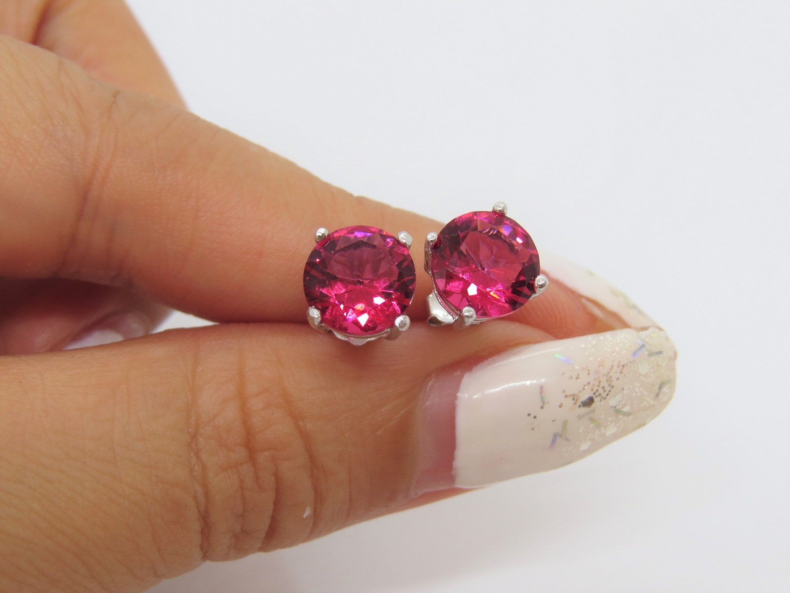 Vintage Sterling Silver Round Cut Ruby Stud Earrings 6MM 8MM - Etsy