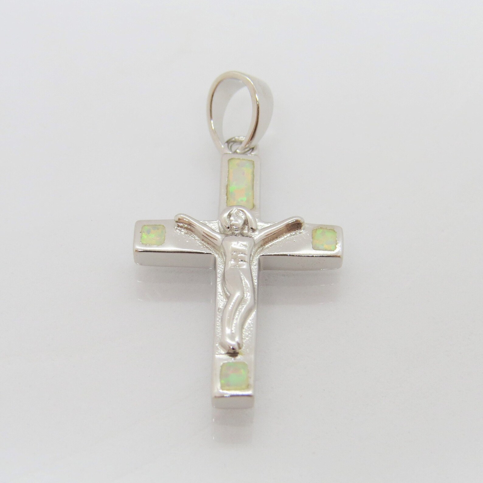 Vintage Sterling Silver White Opal Jesus Cross Charm Pendant - Etsy