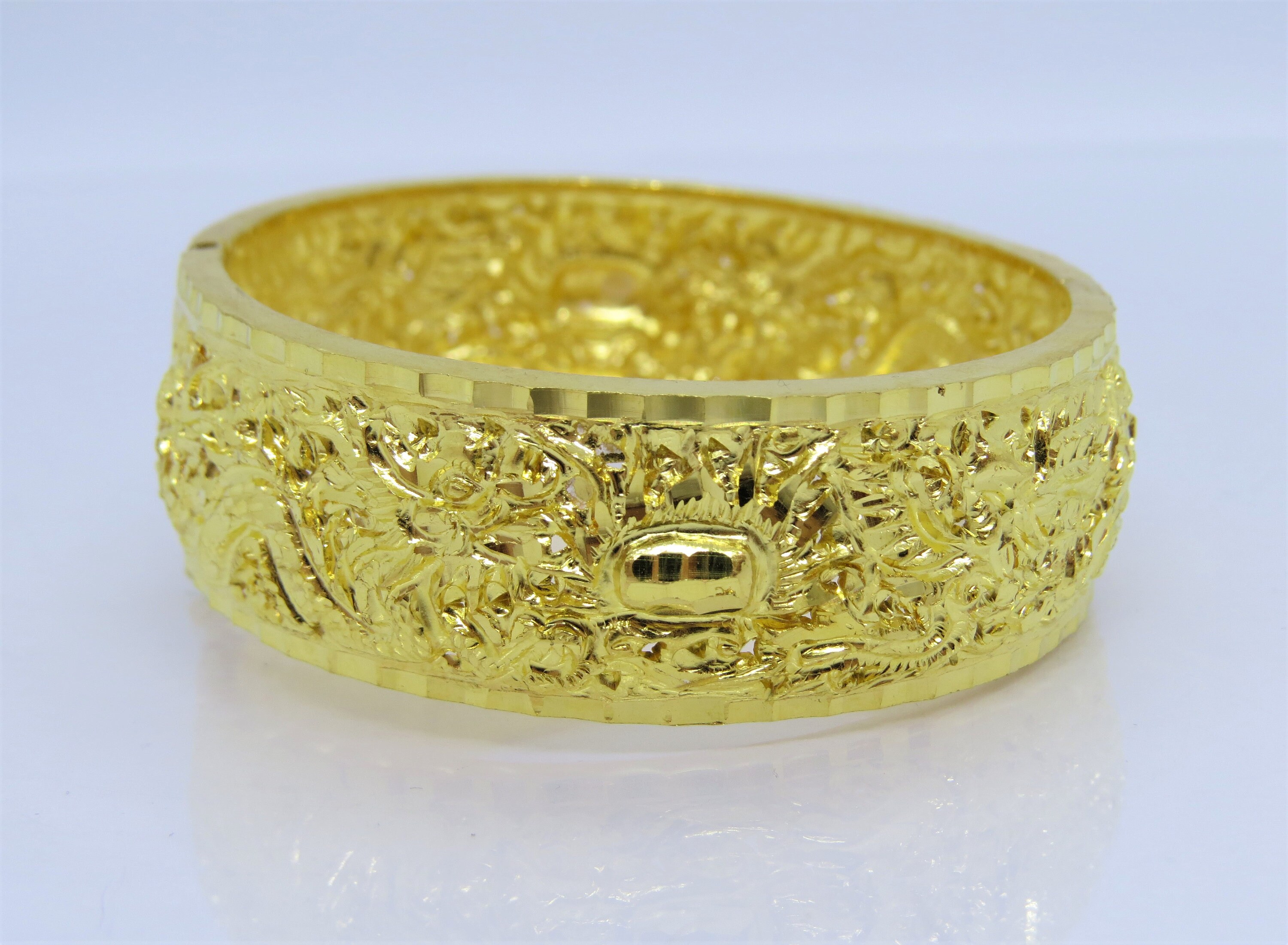 Vintage 24K Solid Pure Gold Dragon Bangle Bracelet 54.5MM | Etsy