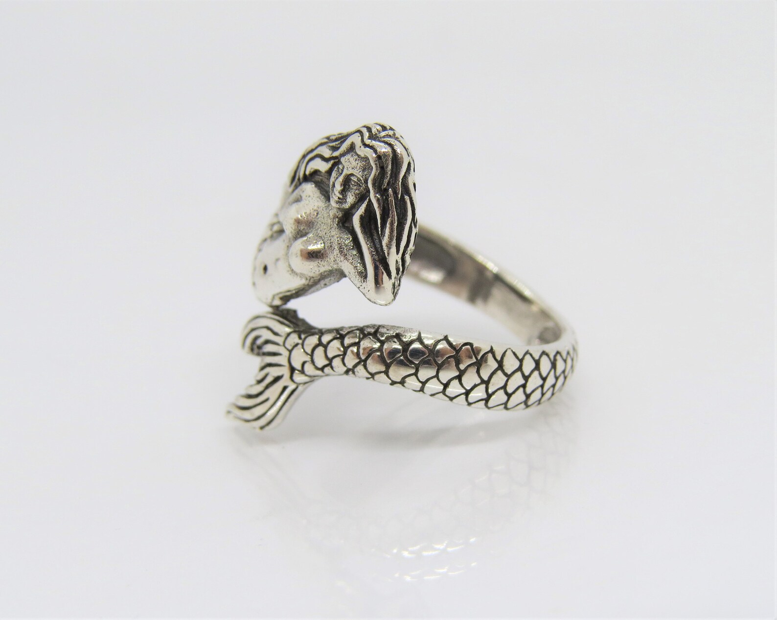 Vintage Sterling Silver Mermaid Adjustable Ring Size 8 - Etsy