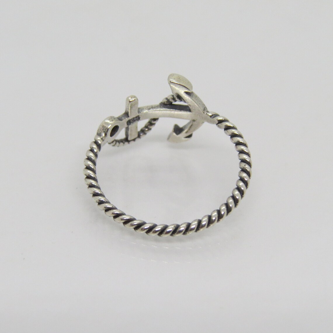 Vintage Sterling Silver Anchor Rope Ring Size 7 - Etsy