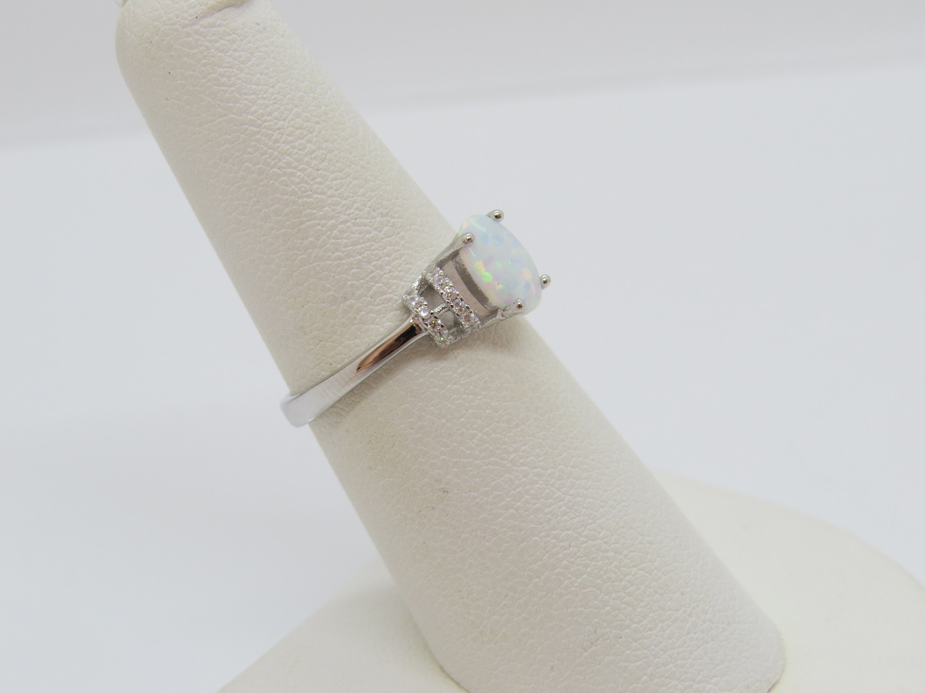 Vintage Sterling Silver White Opal & White Topaz Ring Size 7 | Etsy