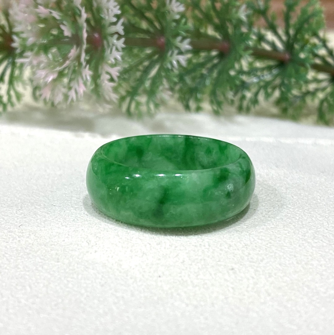 Vintage Natural Green Jadeite Jade Band Ring Size 8 - Etsy
