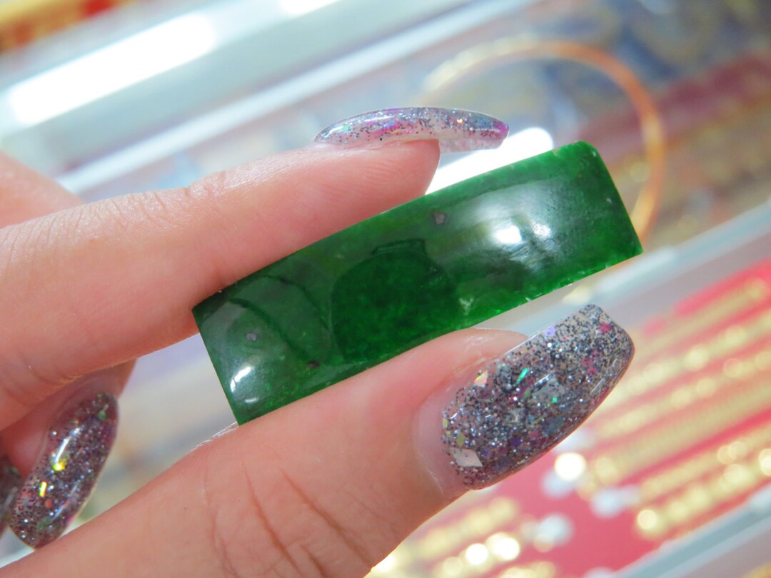 Vintage Natural Emerald Green Jade Jadeite Loose Gemstone for Cuff ...