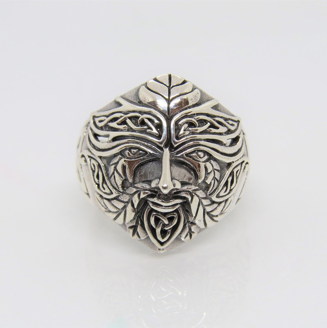Vintage Sterling Silver Green Man Men's Ring Size 12 - Etsy