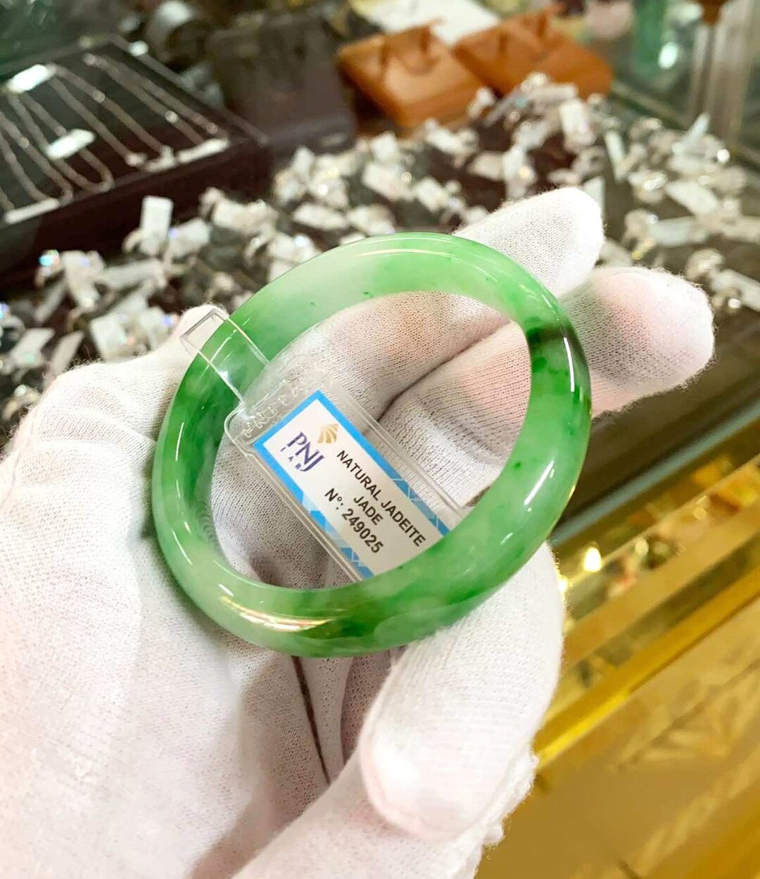 Vintage Translucent Natural Green, Black Jadeite Jade Bangle Bracelet ...