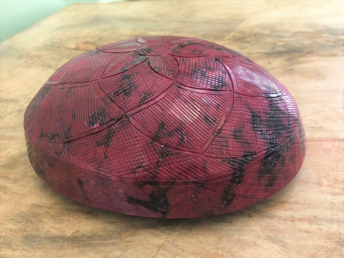 Vintage Natural Oval Ruby Carved Floral Statue Paperweight - Etsy