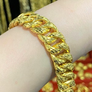 Vintage 24K 980 Solid Gold Cuban Link Chain Bracelet 7'' - Etsy