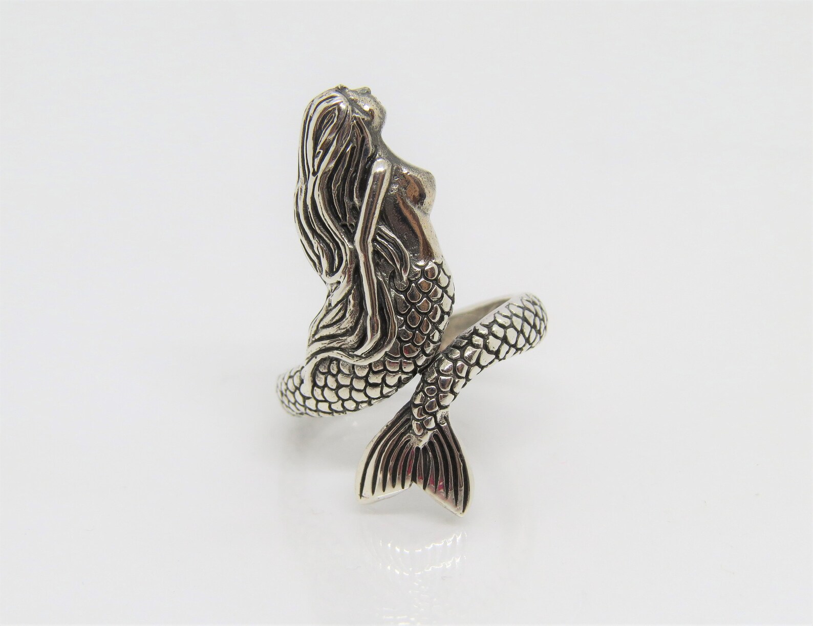 Vintage Sterling Silver Mermaid Adjustable Ring Size 7 - Etsy