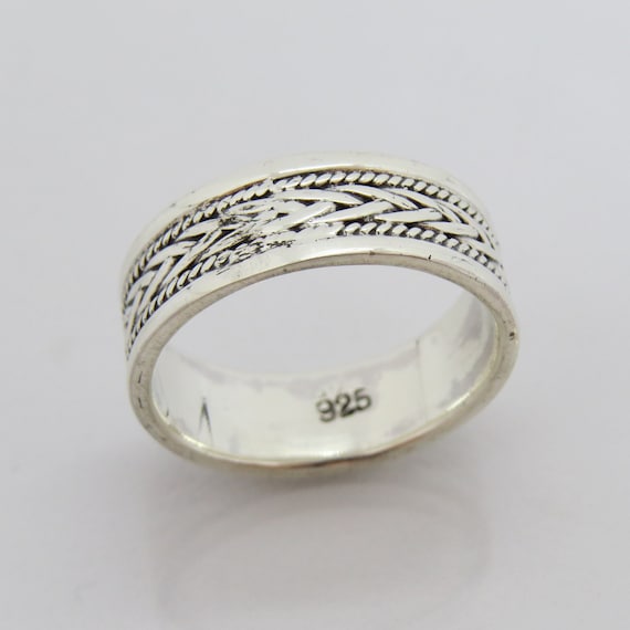 Vintage Bali Sterling Silver Twisted Rope Band Ring. - Gem
