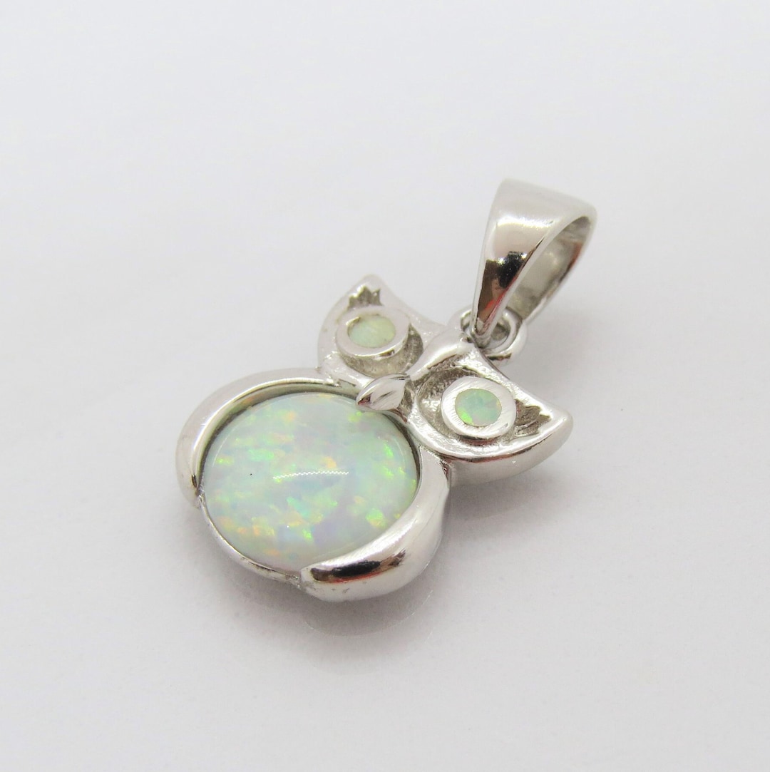 Vintage Sterling Silver White Opal Owl Pendant - Etsy